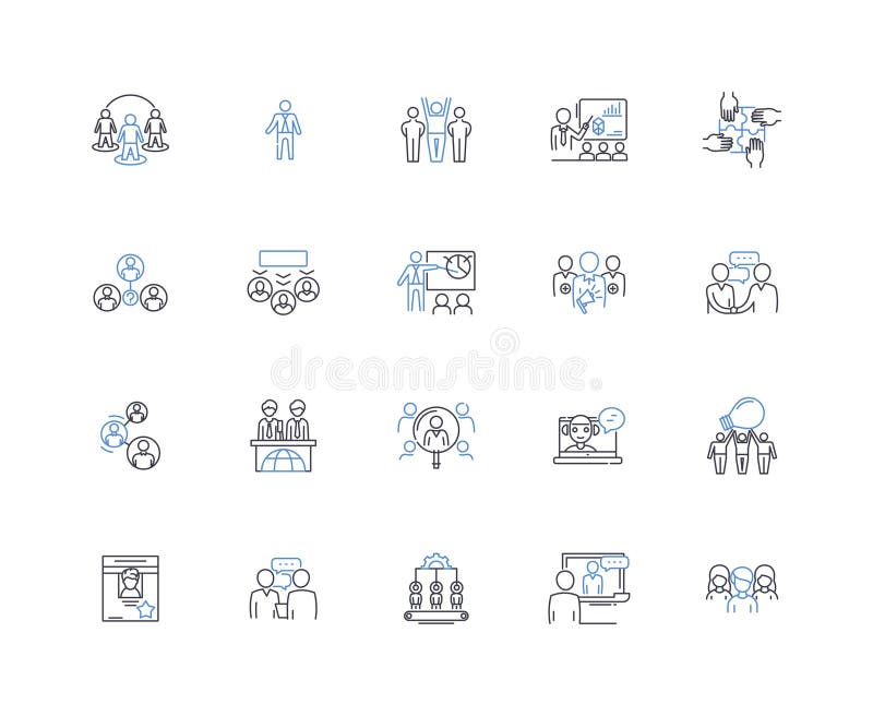 Cooperative Employees Line Icons Collection. Collaboration, Teamwork ...