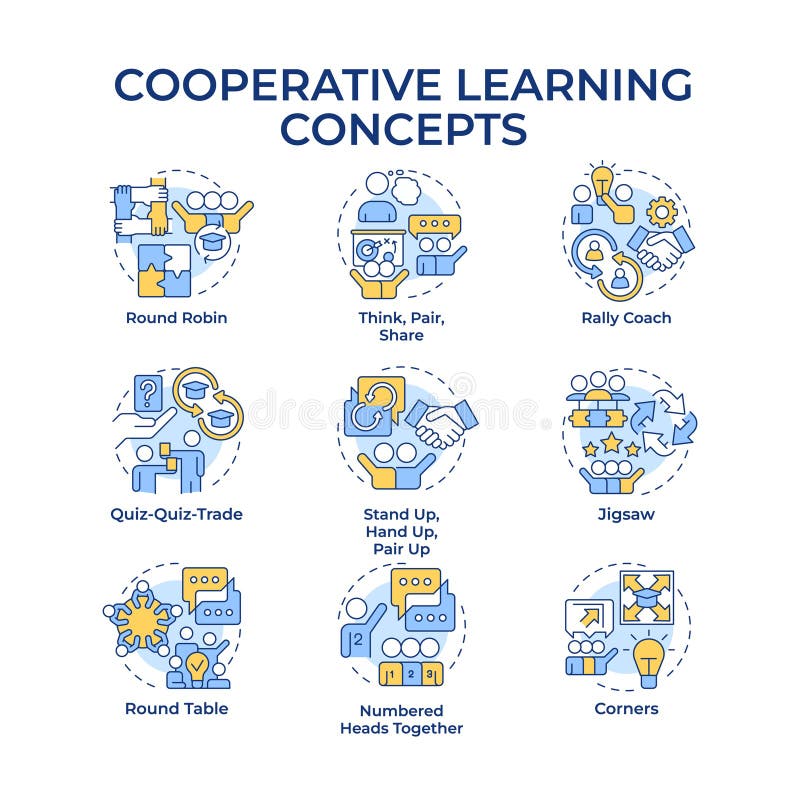 Cooperative Learning Multi Color Concept Icons Stock Vector ...