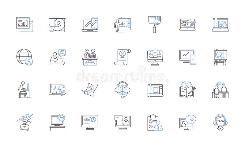 Cooperative Work Line Icons Collection. Collaboration, Partnership ...