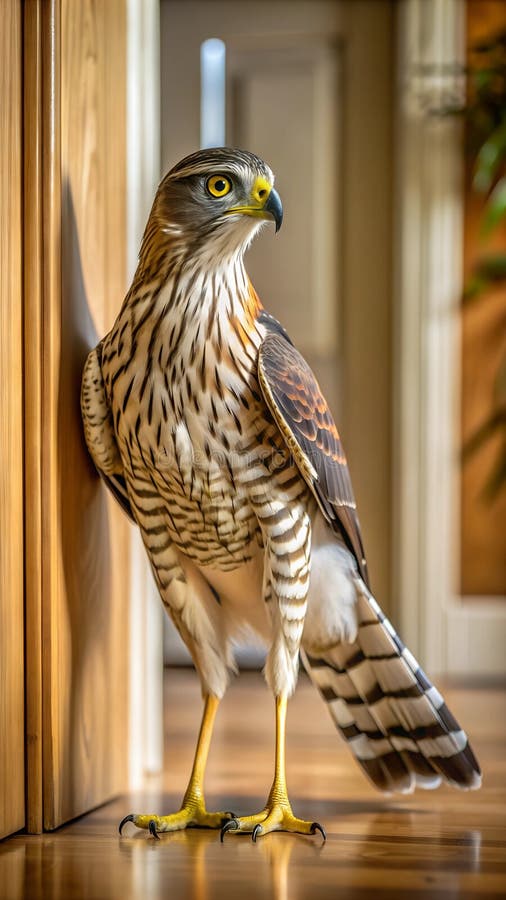 Coopers Hawk Bird Goes Room Stock Illustration - Illustration of ...