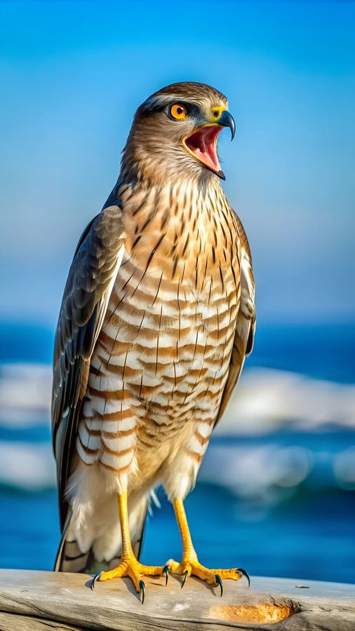 Coopers Hawk Bird Laughs Sea Stock Illustration - Illustration of ...