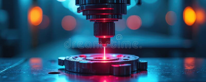 Coordinate Measurement Machine Probe Precisely Scans Engineering Part ...