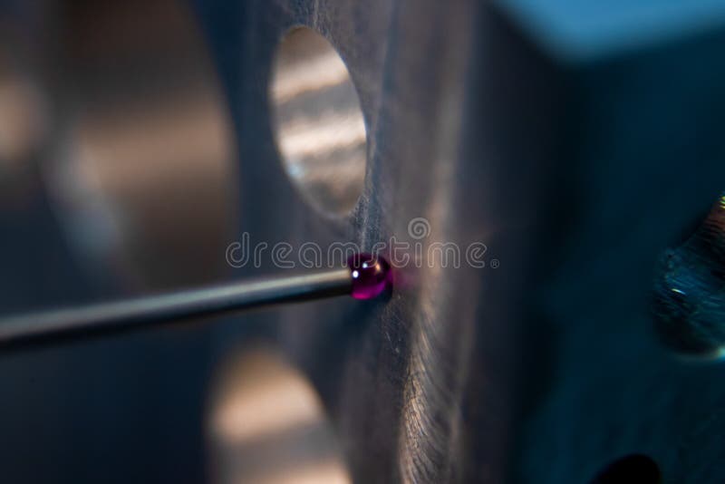 Coordinate Measuring Machine Probe Touching a Steel Part Stock Photo ...