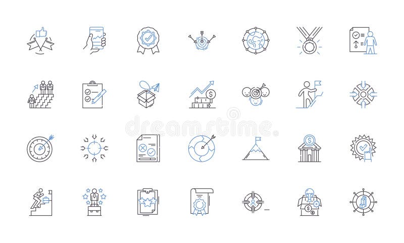 Coordinated Authority Line Icons Collection. Collaboration, Cooperation ...