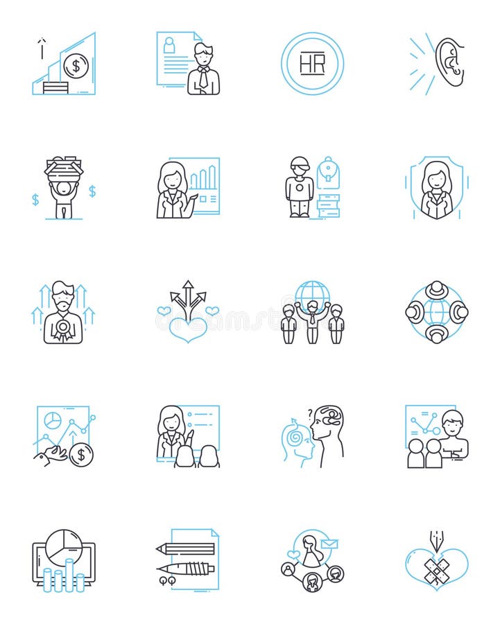 Coordinated Enterprise Linear Icons Set. Collaboration, Integration ...