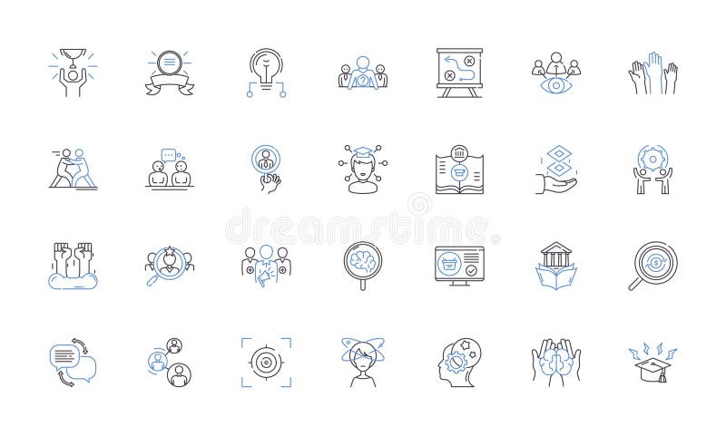 Coordinated Investigating Line Icons Collection. Collaboration ...