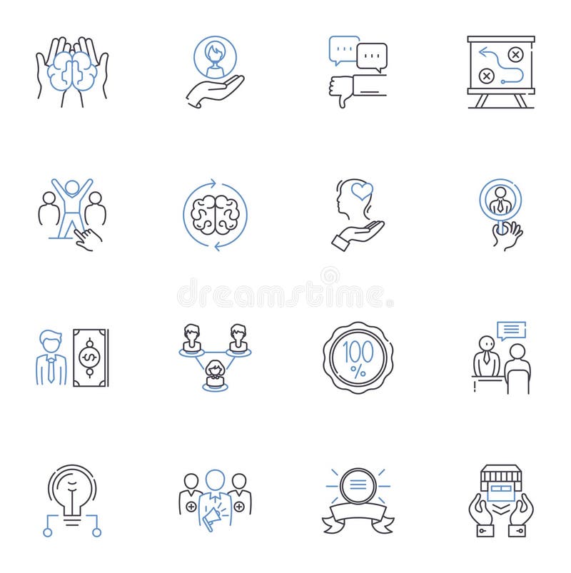 Coordinated Thinking Line Icons Collection. Synergy, Collaboration ...
