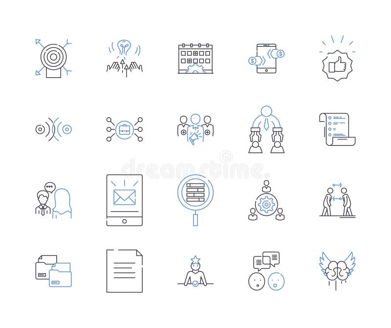Coordination Synchronization Line Icons Collection. Harmony ...