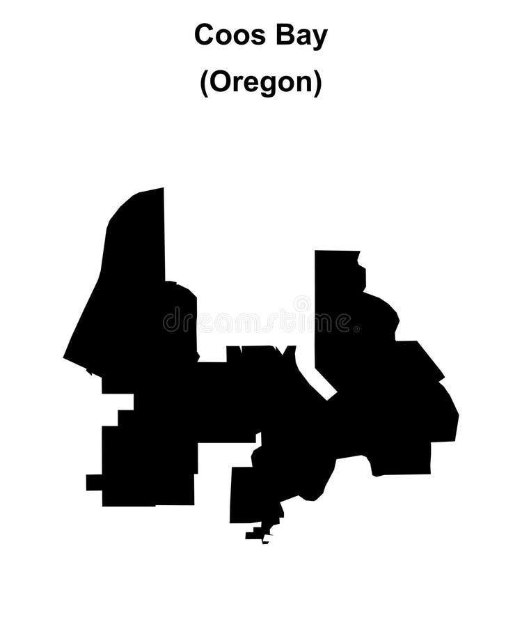 Coos Bay outline map stock vector. Illustration of outline - 357530268