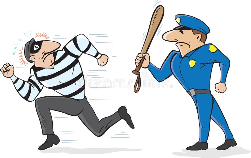 Cop chasing burglar stock vector. Illustration of stern - 19033605