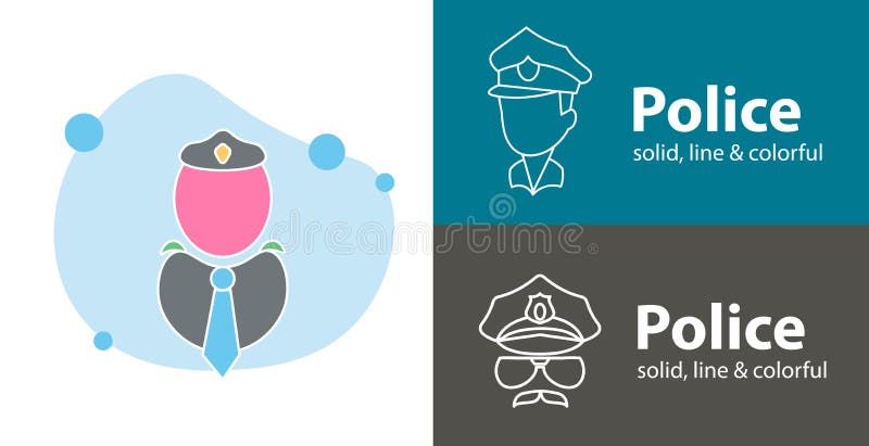 Cop Isolated Flat Icon. Police Line Solid Design Element Stock Vector ...