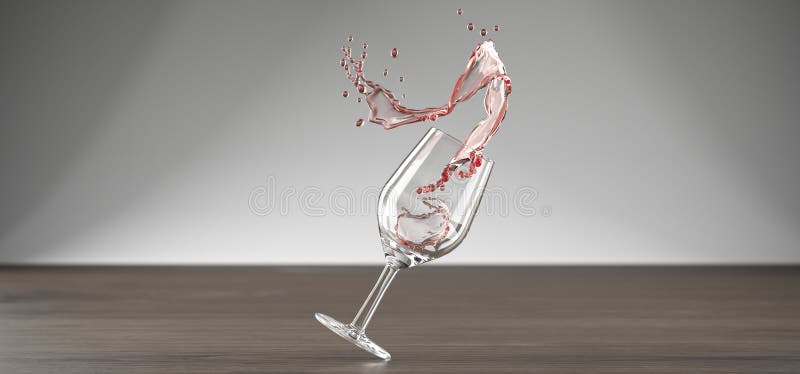 Copa De Vino Realista Con Rose Wine Splash Stock de ilustración ...