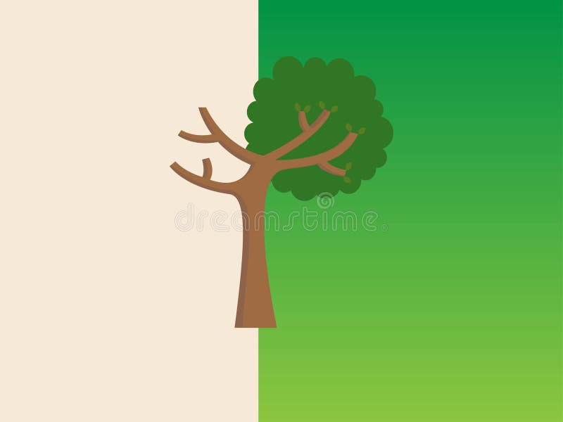 Tree Half Green and Half Dry, Climate Change Concept Stock Vector ...
