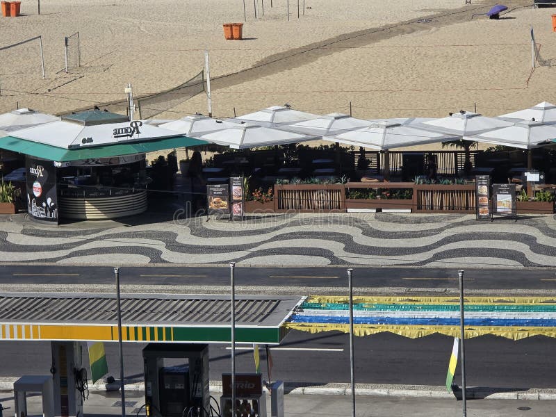 Copacabana Beach Kiosk and Iconic Pavement Pattern Editorial Stock ...