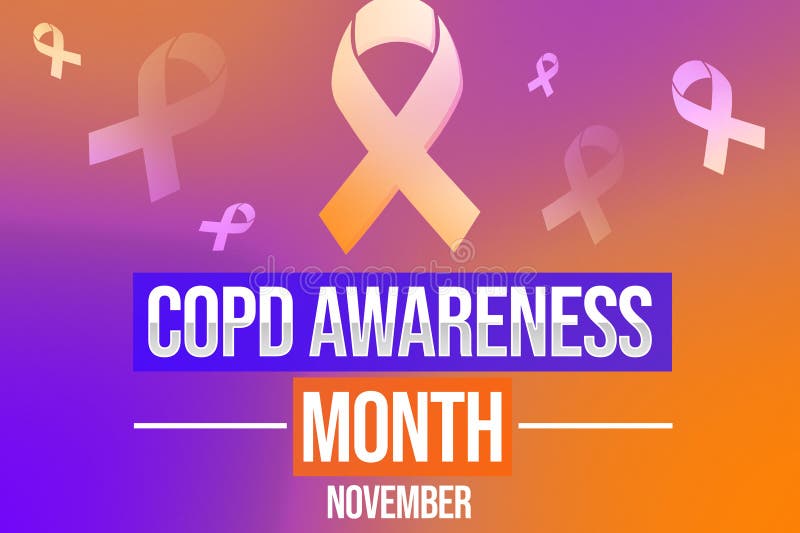 COPD Awareness Month Backdrop with Colorful Gradient, Ribbon and ...