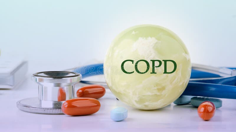 COPD Word on the Ball, Front View Stock Photo - Image of medical ...