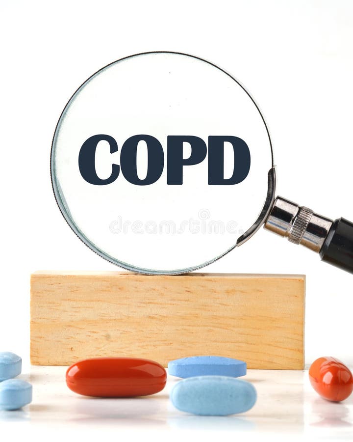 COPD Word Close-up through a Magnifying Glass. Front View Stock Image ...