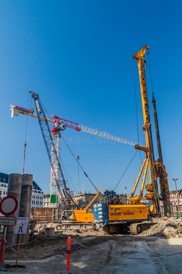 COPENHAGEN, DENMARK - AUGUST 26, 2016: Construction Site of a New Metro ...