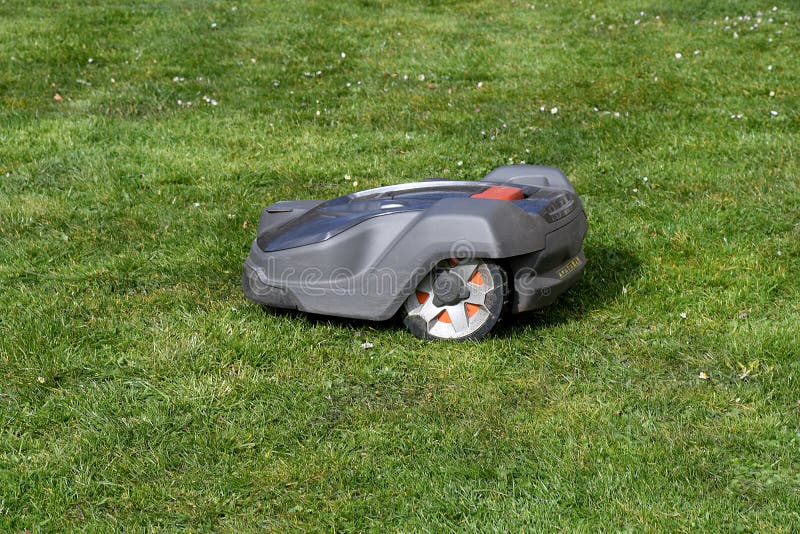 Hsuqvarba Electric Robot Grass Cutter Is Cutting Grass Editorial Stock Image Image Of Denmark
