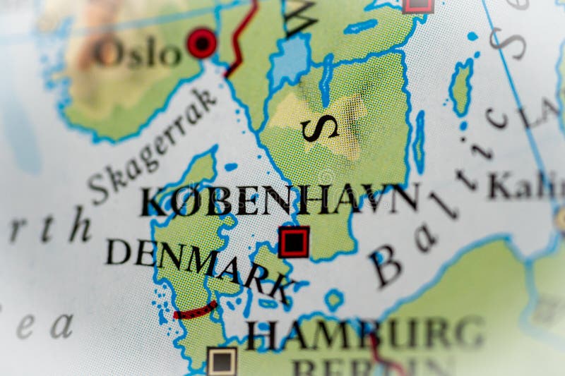 Copenhagen, Denmark Highlighted on a World Map Stock Photo - Image of ...