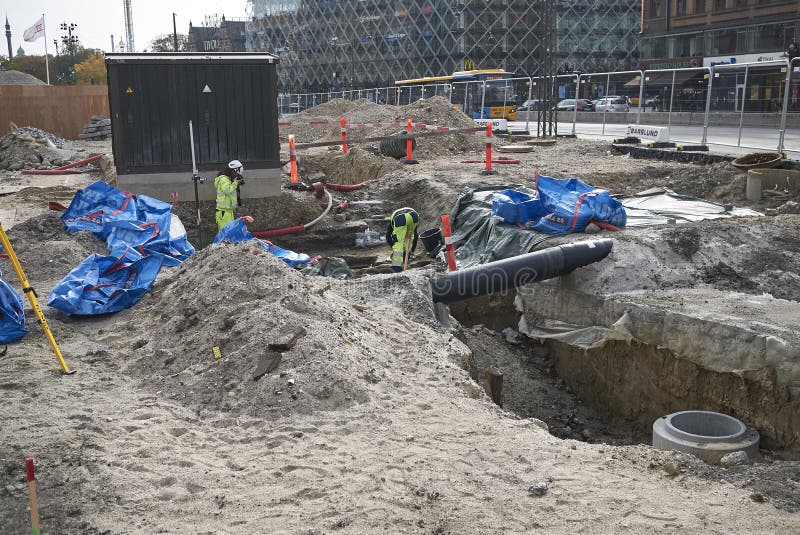 Construction Work in City Hall Square Editorial Stock Image - Image of ...