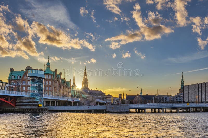 Copenhagen Denmark, Sunset City Skyline Editorial Photography - Image ...