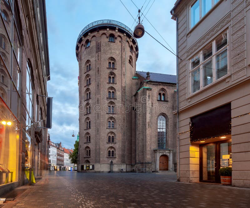 Copenhagen. Round Tower at Sunrise. Stock Image - Image of historical ...