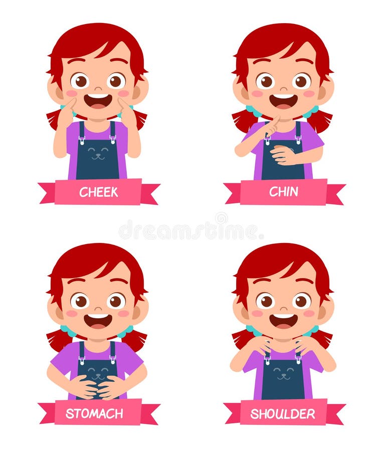 Copil Fericit Drăguț Studiu Corp Parte Anatomie Stock Vector ...