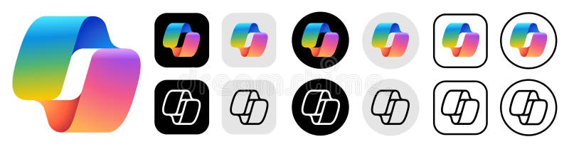 Copilot Logo Icon Set. Copilot Logo Button of Digital Assistant Stock ...
