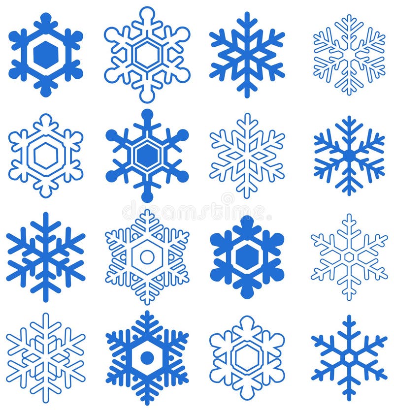 Muestras De Los Copos De Nieve Fijadas Iconos Azules Del Copo De Nieve ...