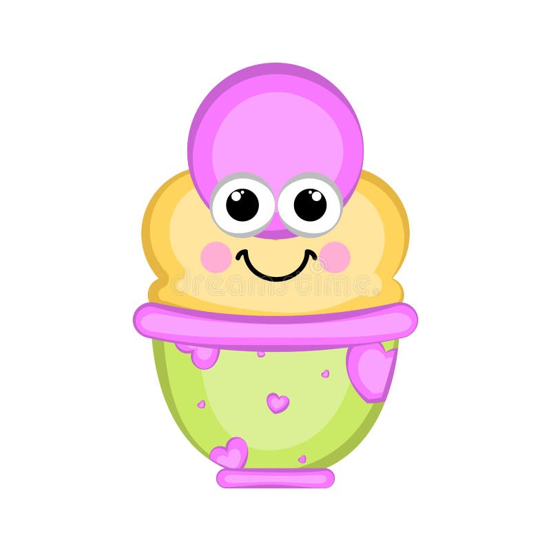 Emoticon Felice Della Coppa Gelato Illustrazione Vettoriale ...