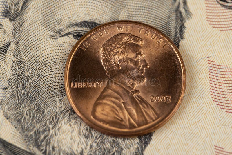 Copper American Coins with a Face Value of One Cent Stock Image - Image ...