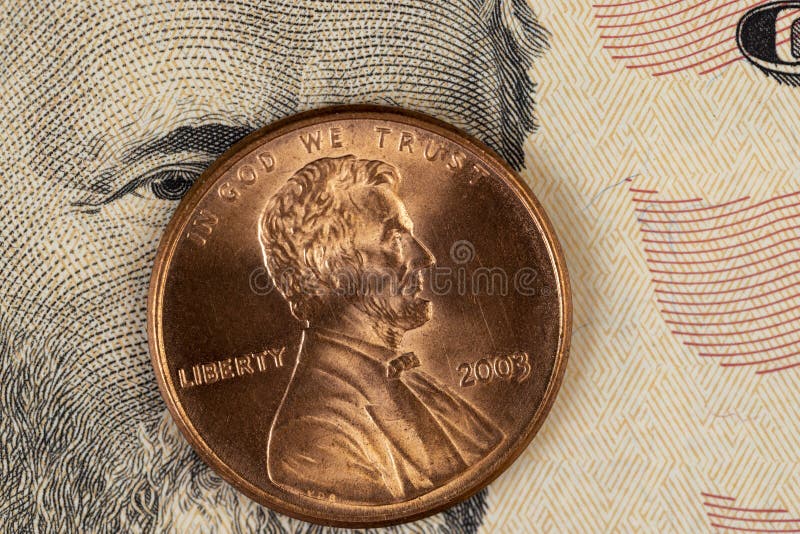 Copper American Coins with a Face Value of One Cent Stock Photo - Image ...