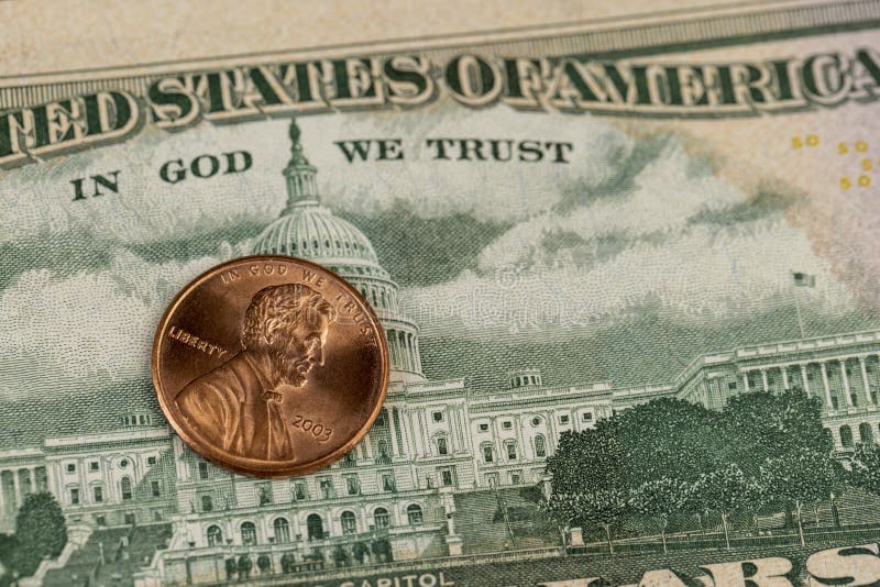 Copper American Coins with a Face Value of One Cent Stock Photo - Image ...