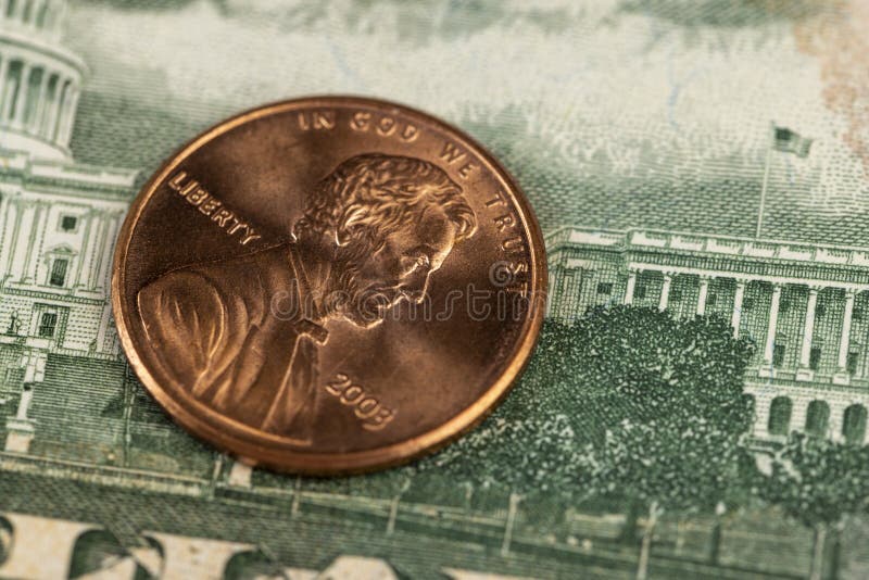 Copper American Coins with a Face Value of One Cent Stock Photo - Image ...