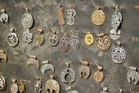 Copper amulets stock image. Image of luck, green, beads - 54201515