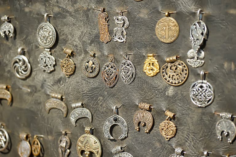 Copper amulets stock image. Image of luck, green, beads - 54201515