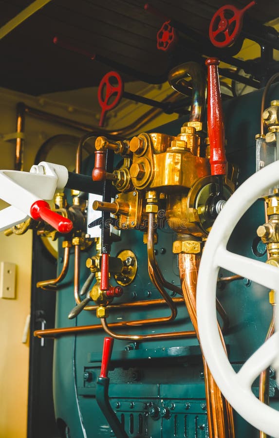 Copper Antique Steam Train Control Stock Image - Image of industry ...