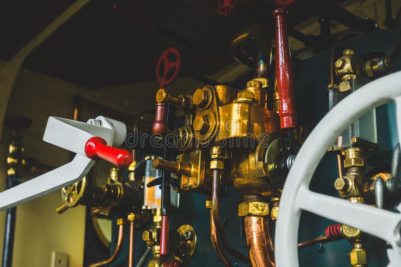 Copper Antique Steam Train Control Stock Image - Image of data, analog ...