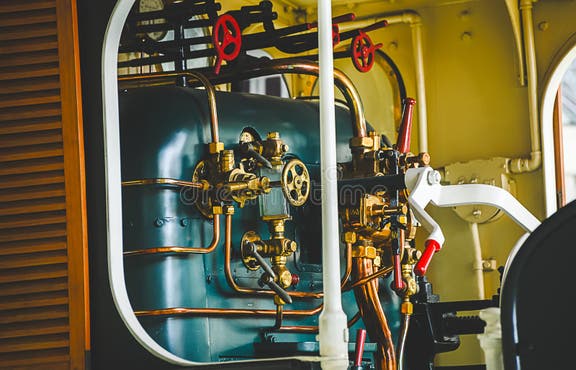 Copper Antique Steam Train Control Stock Image - Image of analog ...