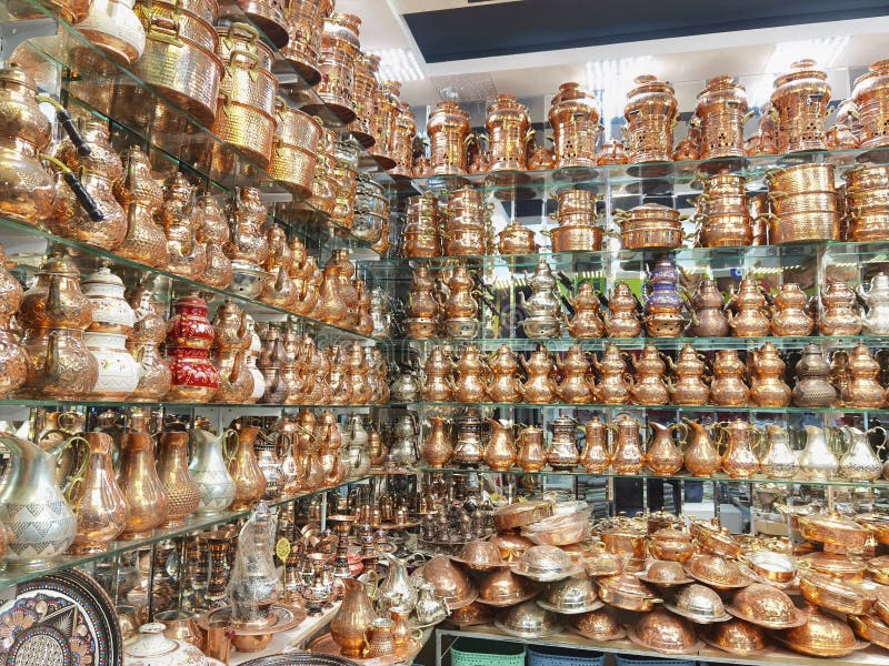 Copper Art in a Shop of a Coppersmith Stock Photo - Image of vintage ...