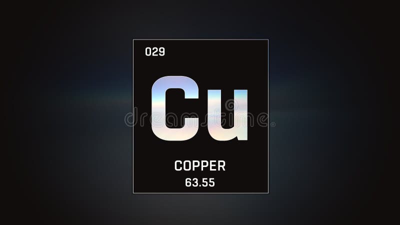 Copper As Element 29 of the Periodic Table 3D Illustration on Grey ...