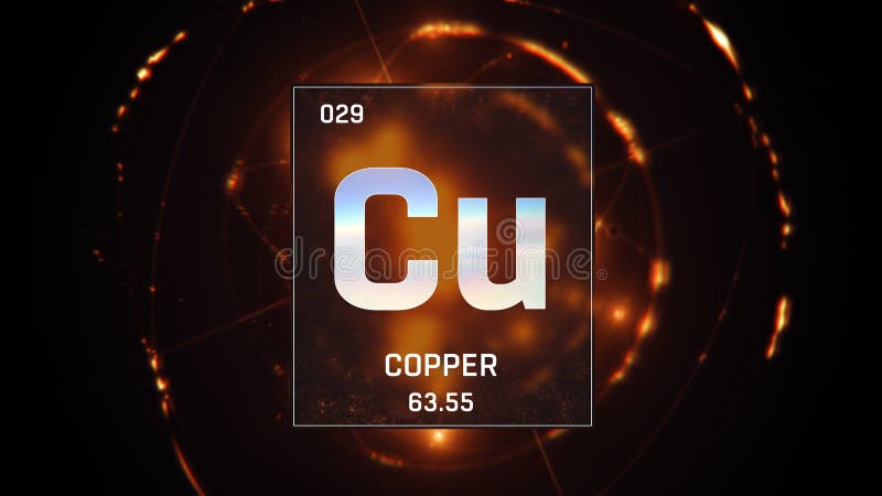 Copper As Element 29 of the Periodic Table 3D Illustration on Blue ...