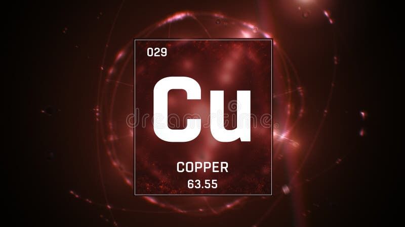 Copper As Element 29 of the Periodic Table 3D Illustration on Red ...