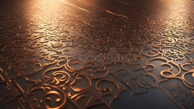 Copper Background with Embossed Abstract Pattern and Metallic Texture ...