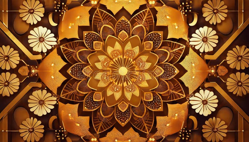 Copper Background with Geometric Patterns in the Shape of a Flower or ...