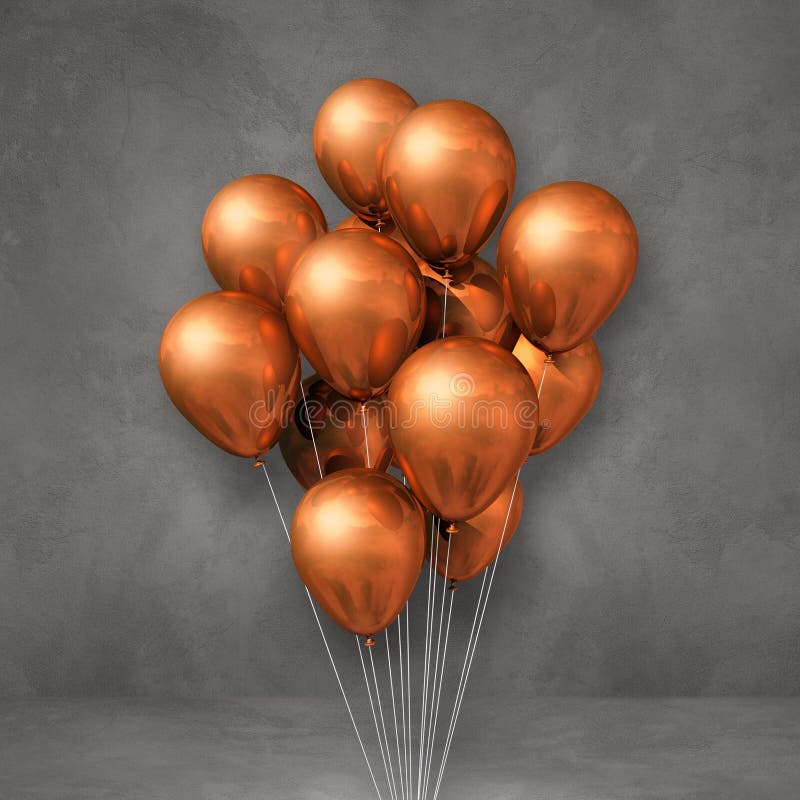 Copper Balloons Bunch on a Grey Wall Background Stock Illustration ...
