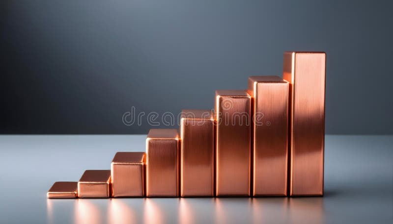 Copper Bar Chart Ascending, Symbolizing Growth and Progress Stock Photo ...