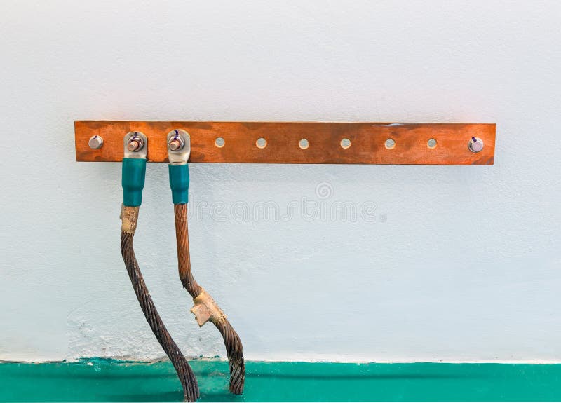 Copper Bar and Wire of Electrical Ground Stock Photo - Image of copper ...