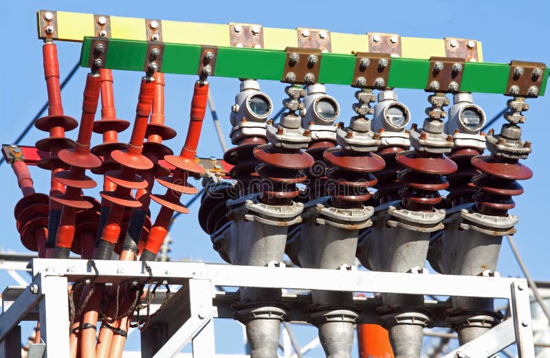 Copper Bars of the Electrical System of the Power Plant Stock Photo ...